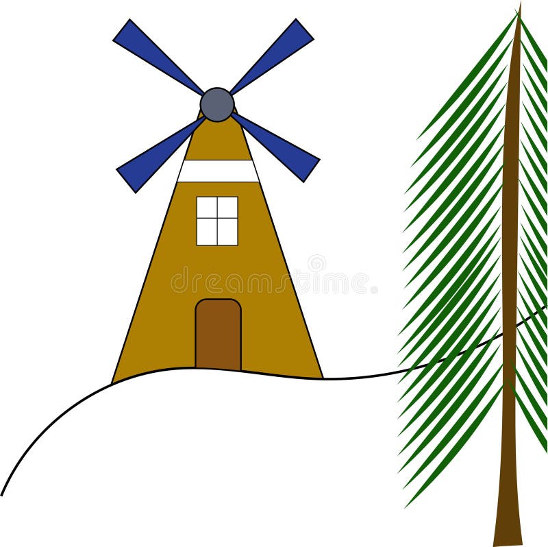Windmill Green Icon Eco Recycle Farm Emblem Flat Stock Vector ...