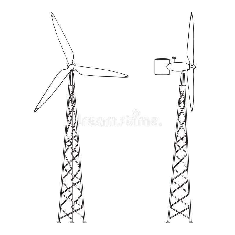 WindMill on Tripod Eco Energy Stock Vector - Illustration of spar ...