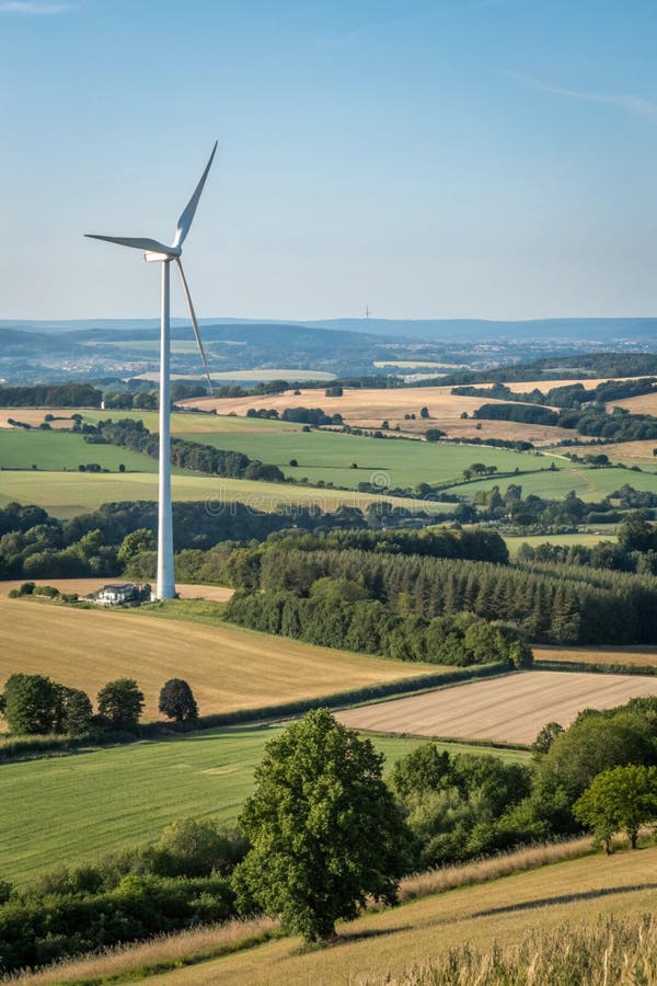 Windmill Turbine on Blue Sky. Wind Energy Stock Illustration ...