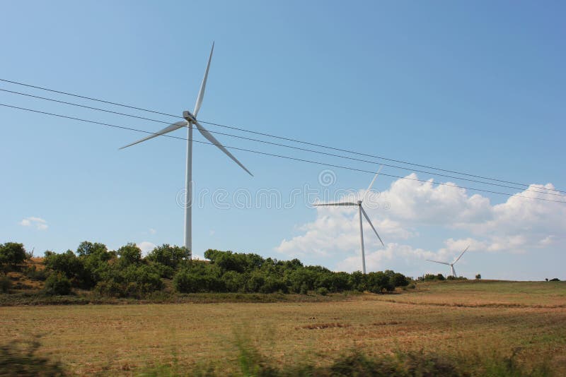 Windmill for Electric Power Production Stock Image - Image of blue ...