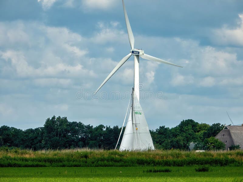 Windmill Turbine in a Field in Koudum Editorial Image - Image of ...