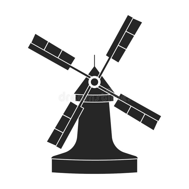 Windmill Vector Icon.Black Vector Icon Isolated on White Background ...