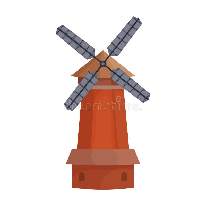 Windmill Isolated Cartoon Set Icon. Vector Illustration Vintage Mill on ...