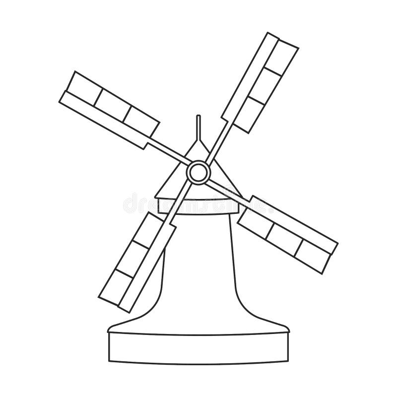 Windmill Vector Icon.Outline Vector Icon Isolated on White Background ...