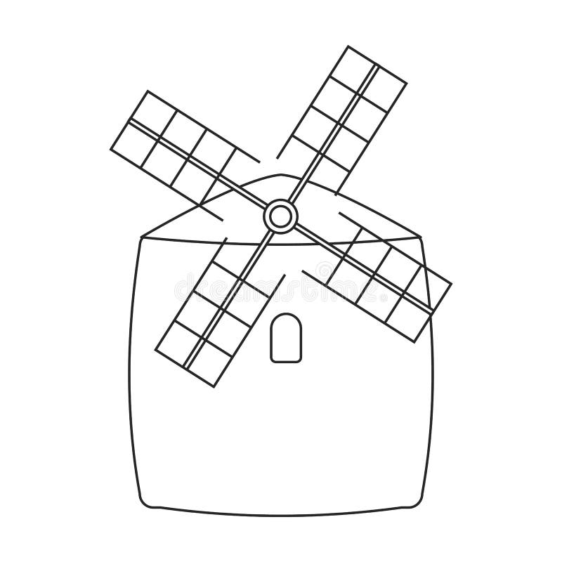 Windmill Vector Icon.Outline Vector Icon Isolated on White Background ...