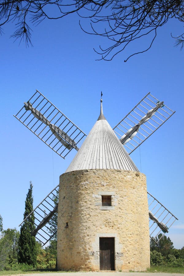 Windmill in Venejan, South of France Stock Photo - Image of agriculture ...
