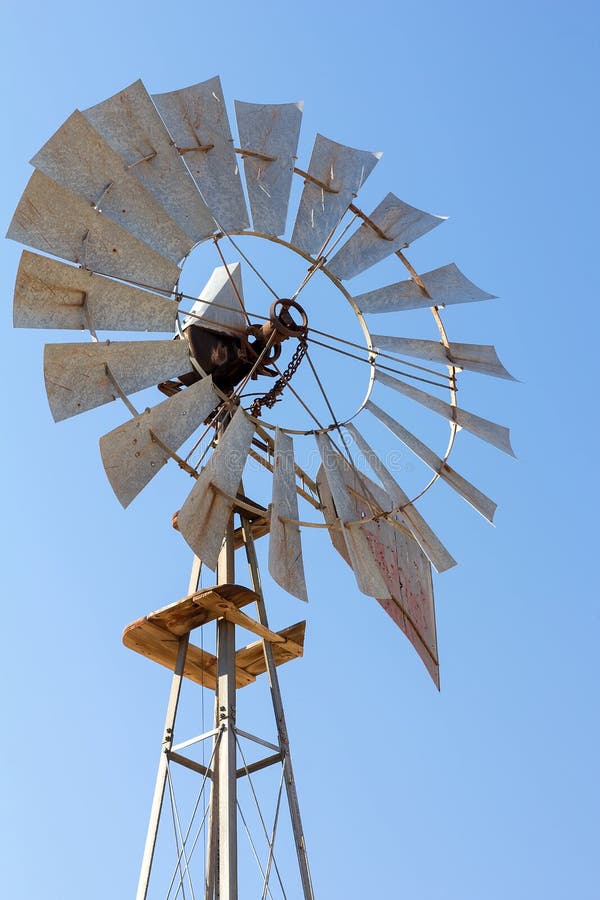Windmill for Water Well Pump Closeup Stock Image - Image of rural ...