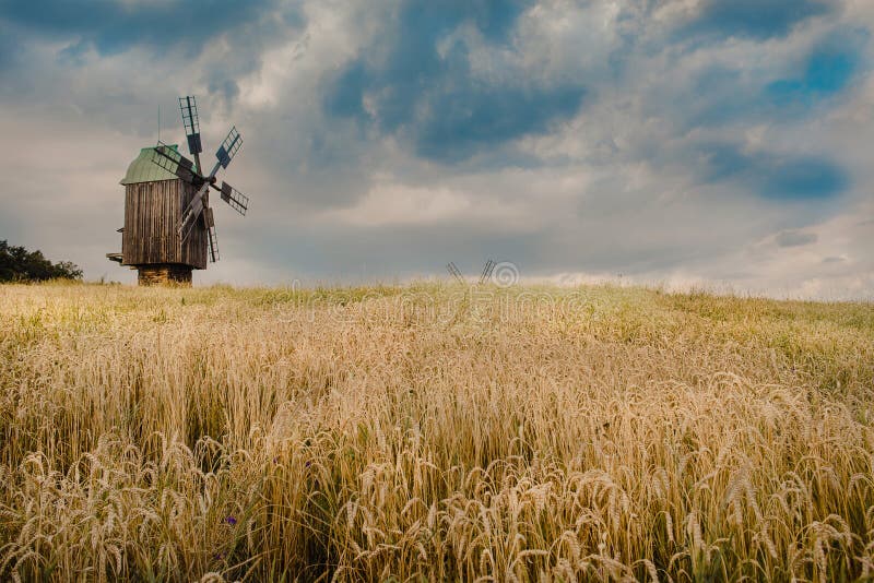 Windmill in a Wheat Field stock image. Image of nature - 5940101