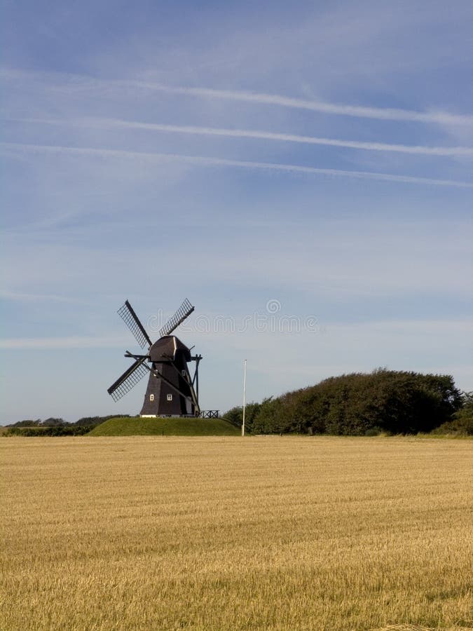 Windmill with wheatfield stock image. Image of danish, wind - 282169