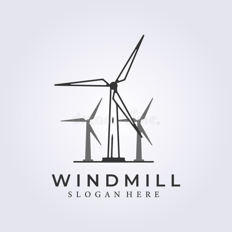 Windmill for Wind Energy Logo Line Art Illustration Template Graphic ...