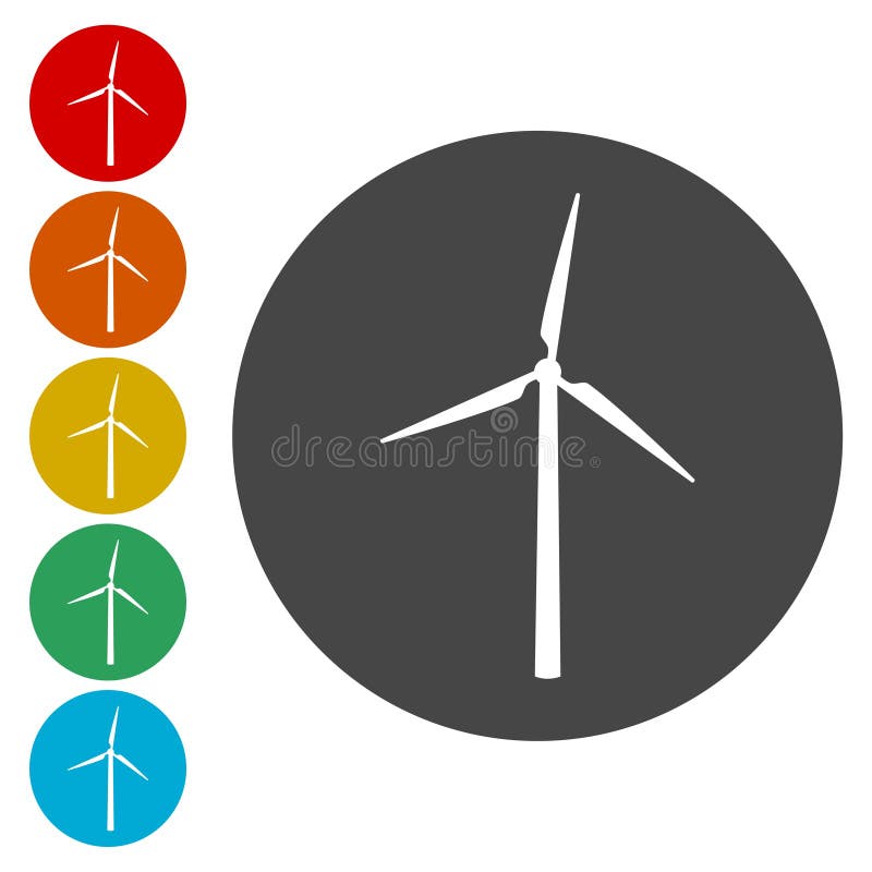 Windmill, Wind Turbine Icon in Circle . Vector Illustration Stock ...