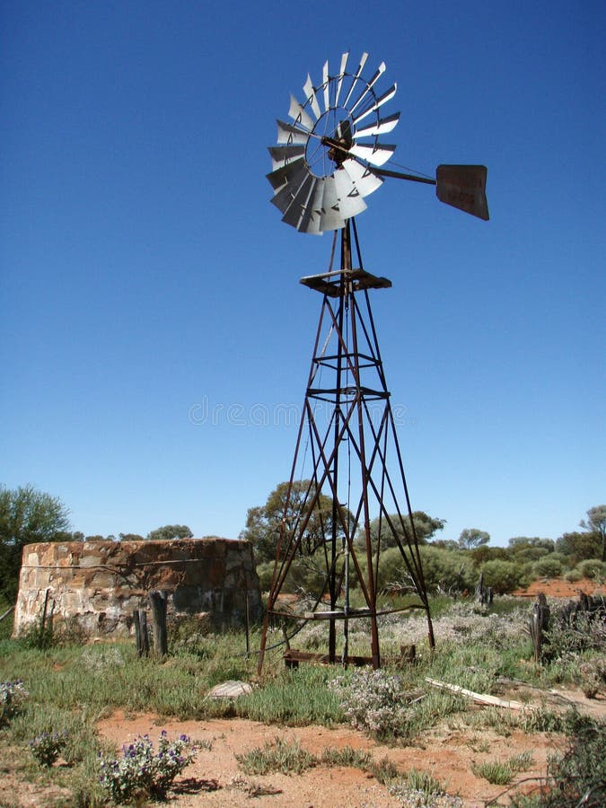 Windmill or Wind Wheel in Australia Stock Image - Image of hygiene ...