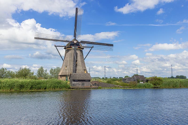 A Windmill from the Year 1740 with a Small Access Bridge and a Shed ...