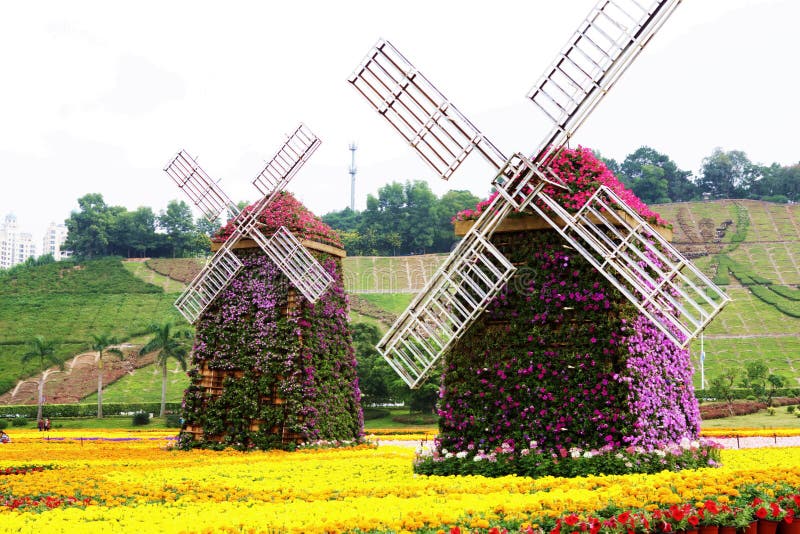 Windmills stock photo. Image of grass, windmills, flowers - 29287534