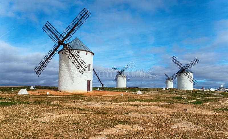 Windmills at Campo De Criptana Stock Image - Image of dramatic ...