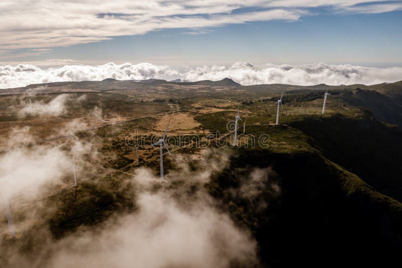 Windmills Farm - Wind Generator Turbines - on the Top of a Mountain ...