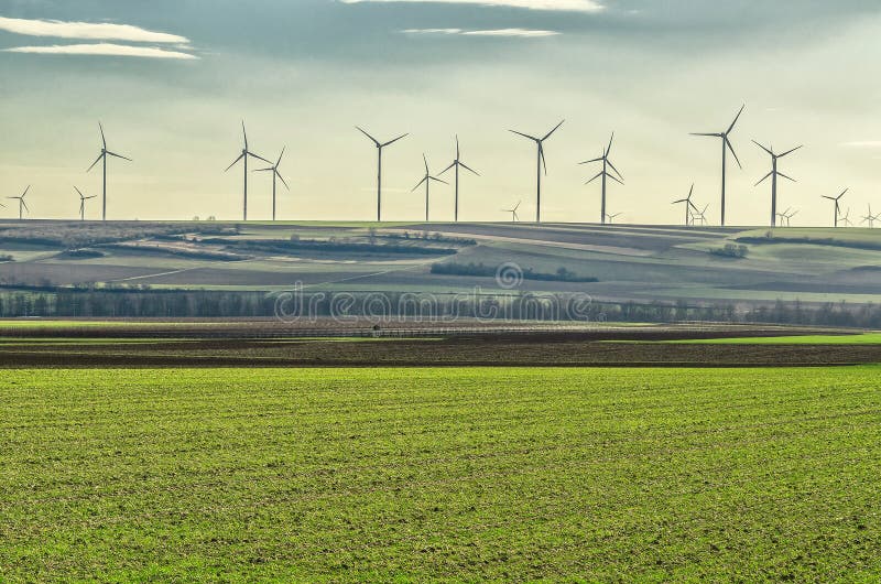 Windmills in the Field in Germany Stock Image - Image of development ...
