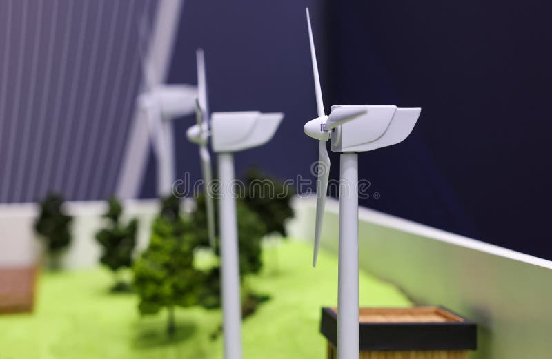 Windmills on the Layout of a Small Wind Farm. Stock Image - Image of ...