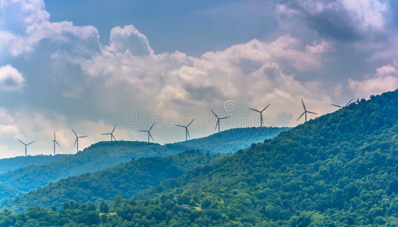 Windmills in the Mountains Near Keyser, West Virginia. Stock Image ...
