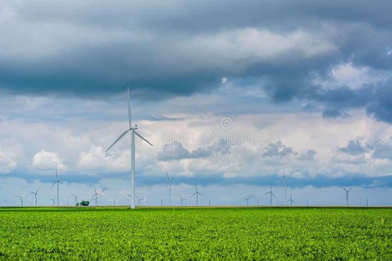 Windmills in rural Indiana stock image. Image of country - 147557789