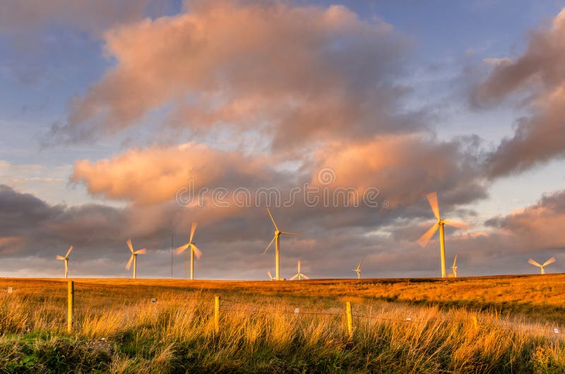 Windmills at Sunset stock image. Image of motion, wind - 46484793