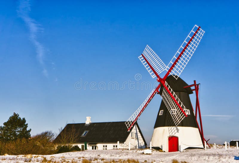 Windmolen in Mando, Ribe, Denemarken Stock Afbeelding - Image of molen ...