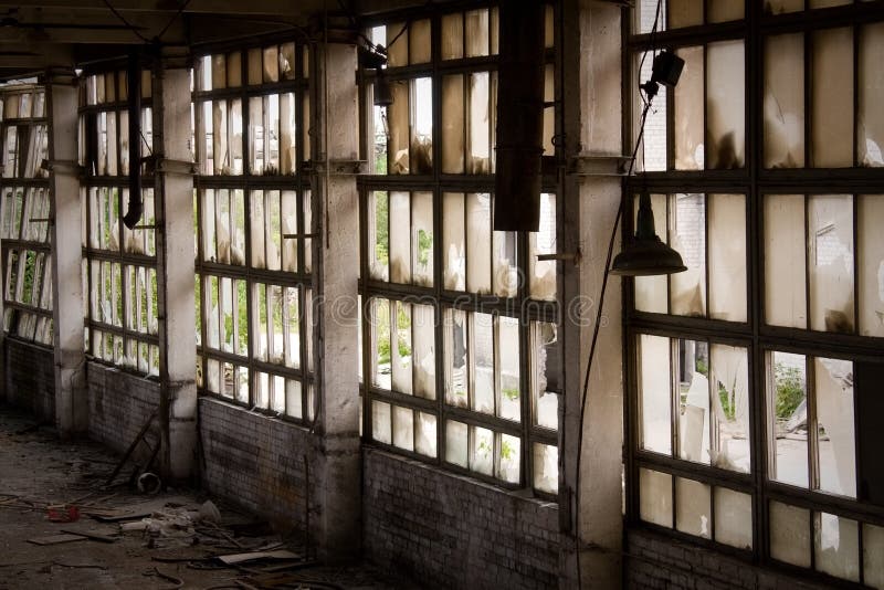 Abandoned Factory - Broken Windows Stock Photo - Image of urban, grey ...