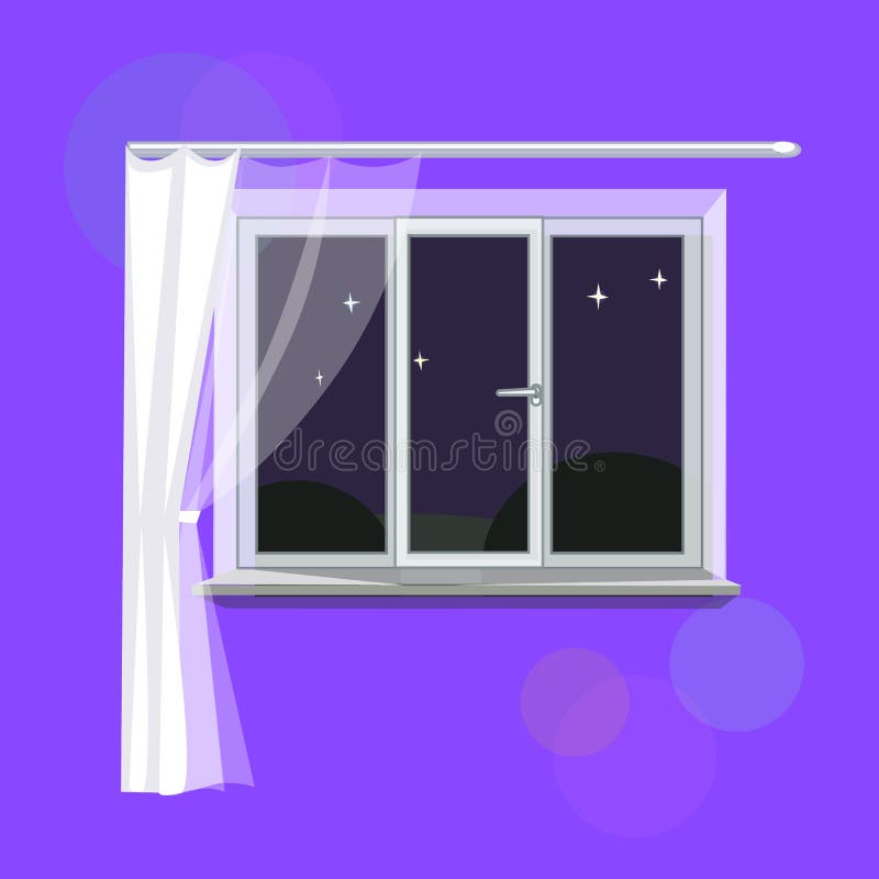 Window in the Apartment, Overlooking the Night. Stock Illustration ...