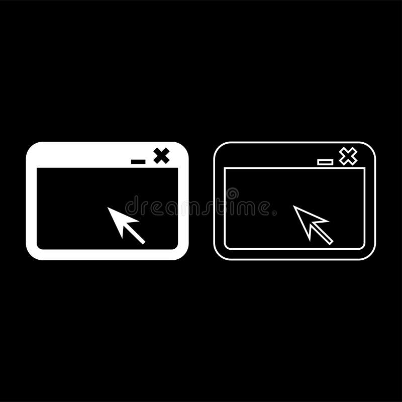 Window Application with Arrow Browser Concept Web Page Icon Outline Set ...