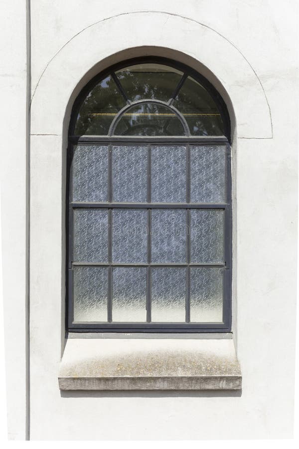 Window Arch with Blue Privacy Screen Stock Image - Image of ...
