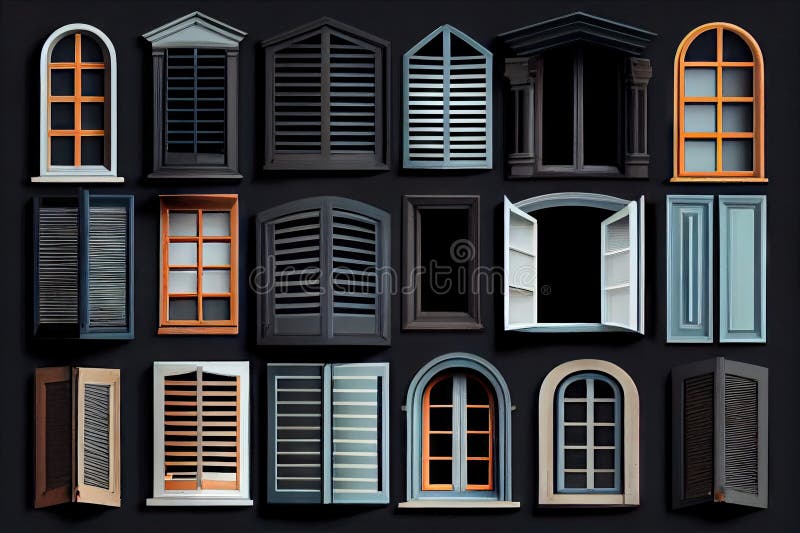 Window with an Array of Louver Styles and Designs, Each Showcasing Its ...