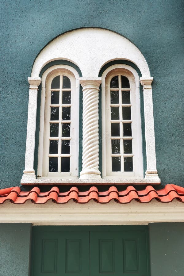 Retro Style Window on a Cement Wall Stock Image - Image of glass ...