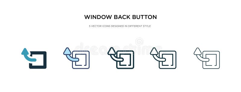 Window Back Button Icon in Different Style Vector Illustration. Two ...