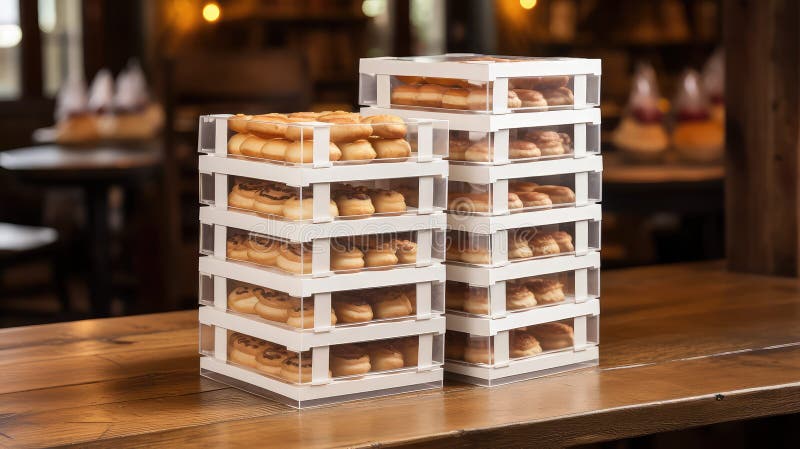 Window bakery boxes stock illustration. Illustration of fresh - 370398845