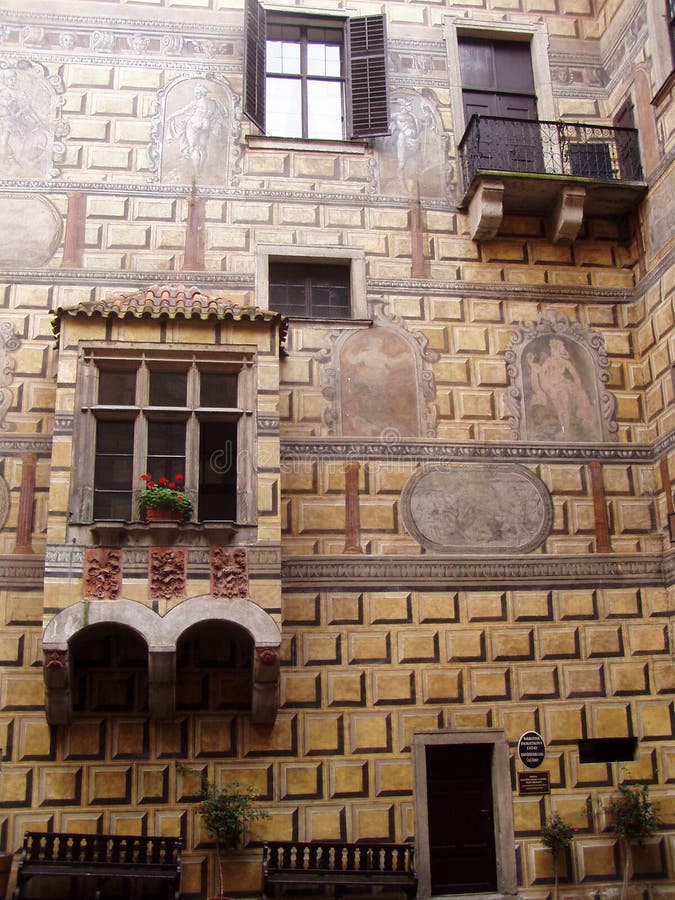 Window and Balcony in the Courtyard of the Castle in Cesky Krumlov ...