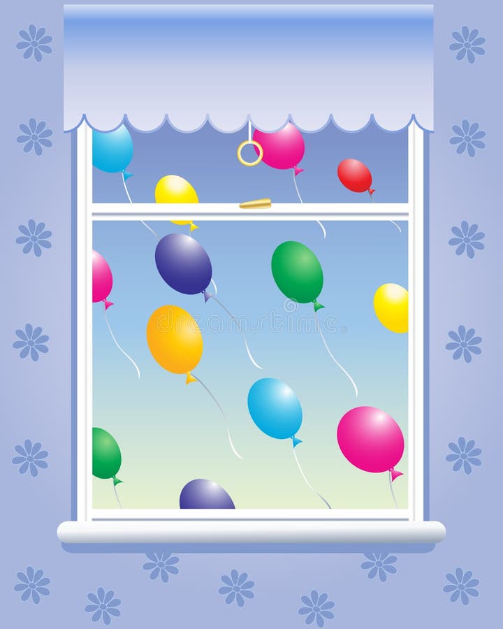 Window with balloons stock vector. Illustration of view - 18725663