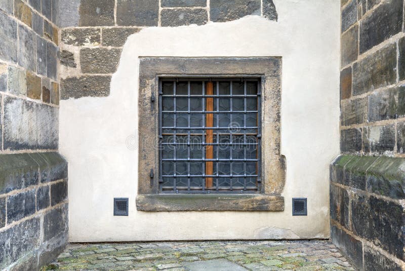 Window with Bars Set in an Old Fortress Wall Stock Image - Image of ...