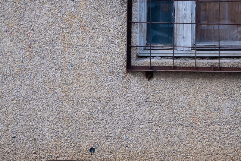 Window with Bars Texture Surface of Exposed Aggregate Finish Ground ...