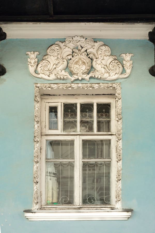 Window with Bas-reliefs and Molding in Antique Style Stock Image ...
