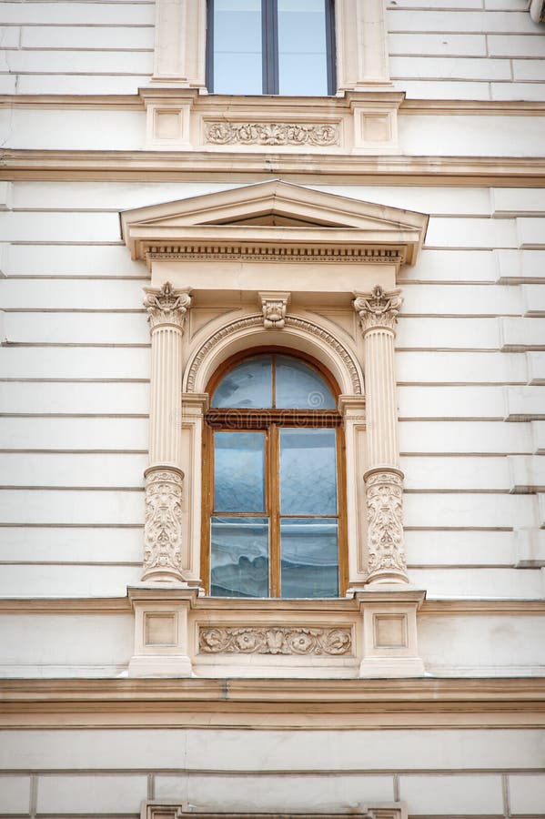 Window with Beautiful Architecture Modeling and Columns Stock Image ...