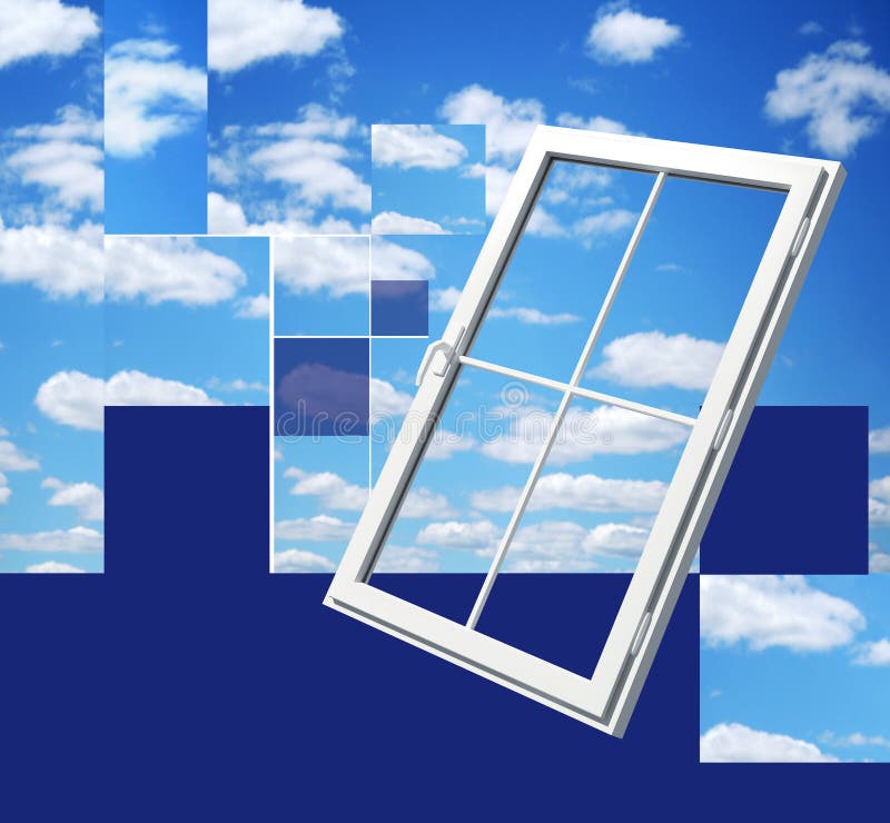 Window on beautiful sky stock illustration. Illustration of scenery ...