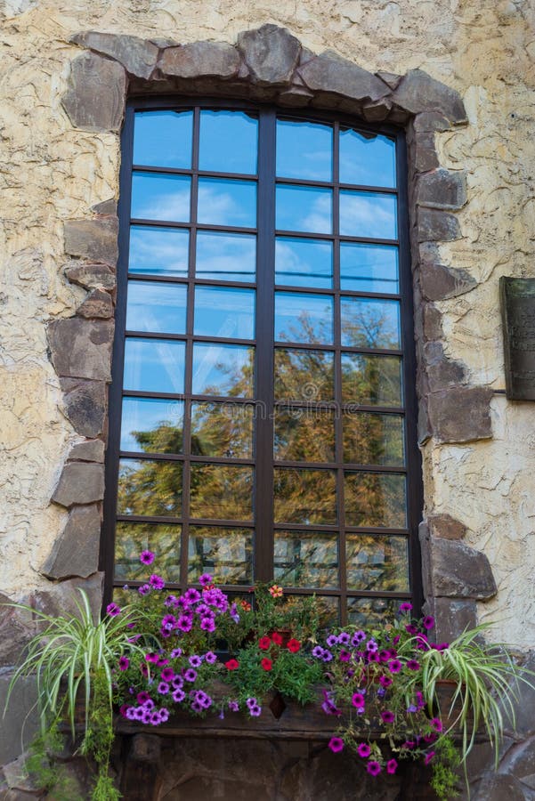 Window stock photo. Image of geraniums, residential, exterior - 53957926