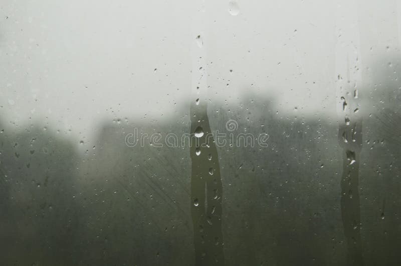Window with Big Raindrops Durring the Heavy Rain Stock Image - Image of ...