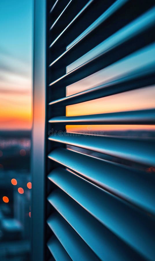 Window Blinds with Sunset Background Stock Illustration - Illustration of abstract, geometry ...