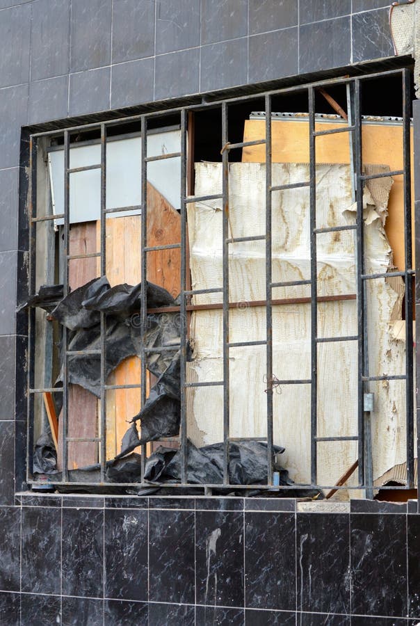 Window Blocked Out with White Paint Stock Photo - Image of redbrick ...