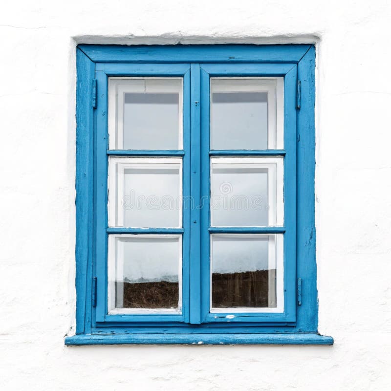 Window with Blue Glass Isolated on White Background Stock Illustration ...