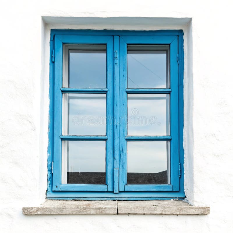 Window with Blue Glass Isolated on White Background Stock Illustration ...