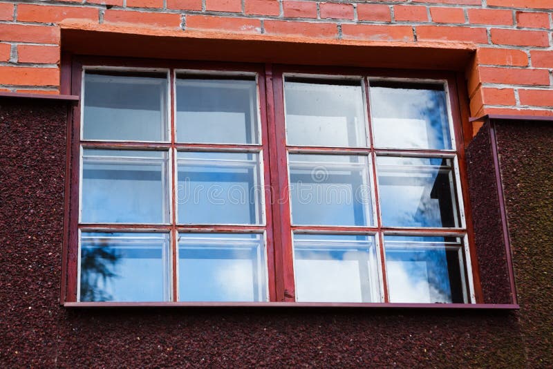 Window with Blue Sky Reflection Stock Image - Image of view, background ...