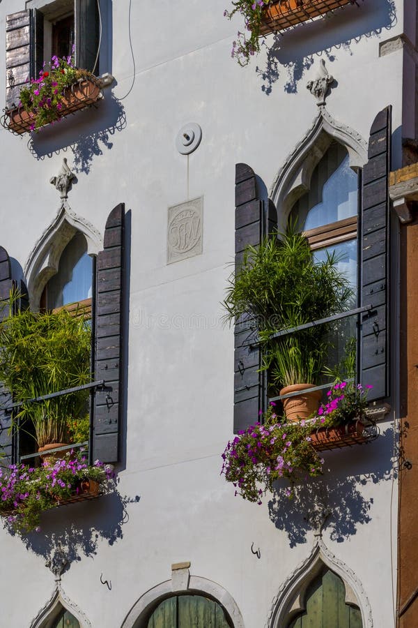 Window Boxes in Venice, Italy Stock Image - Image of sidewalk ...