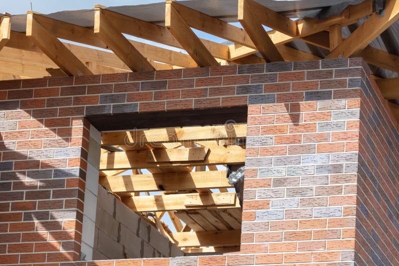 A Window in a Brick House Under Construction Stock Image - Image of ...